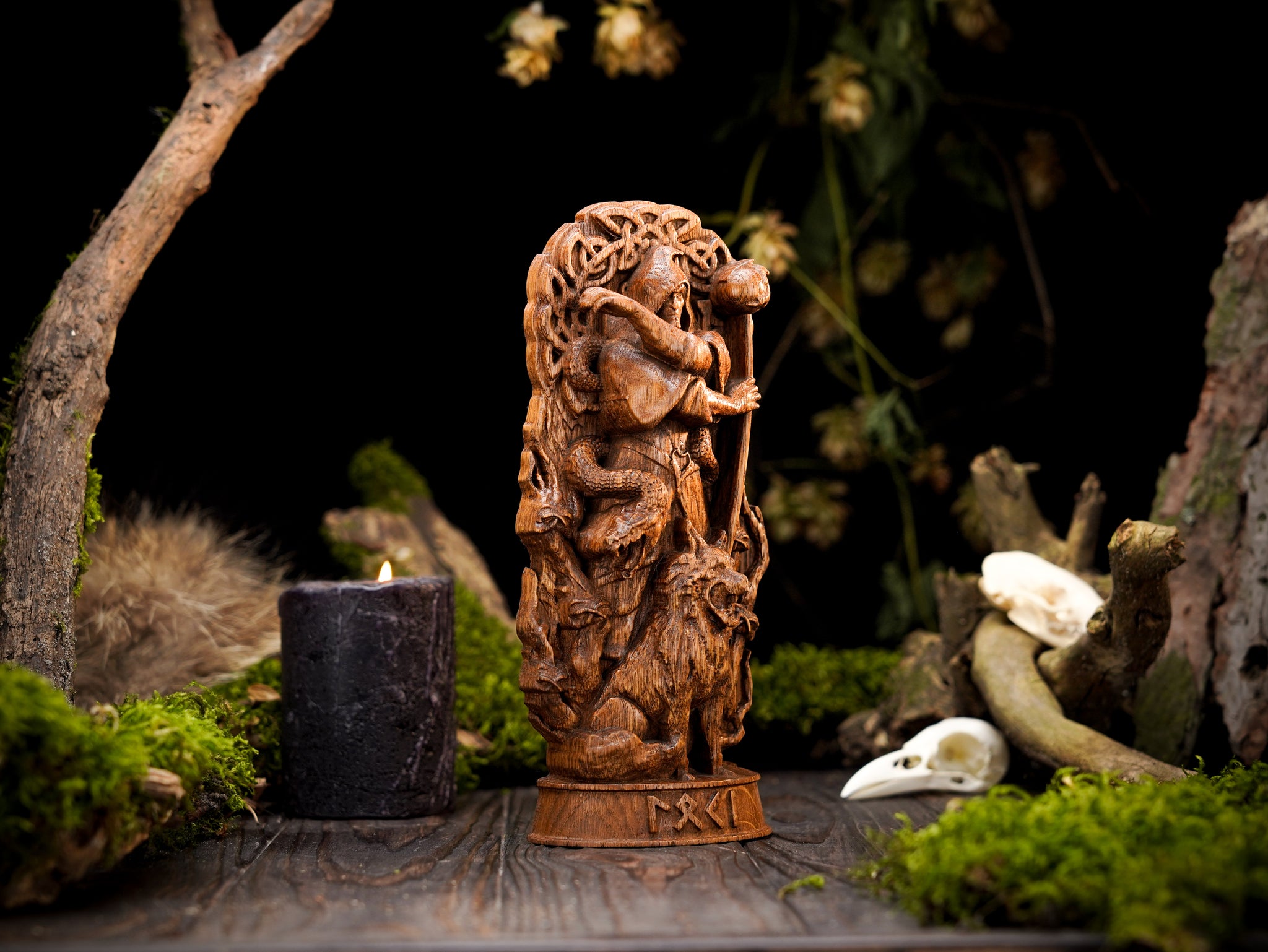 Loki wooden statue, Loki god figurine – Valhallaworld