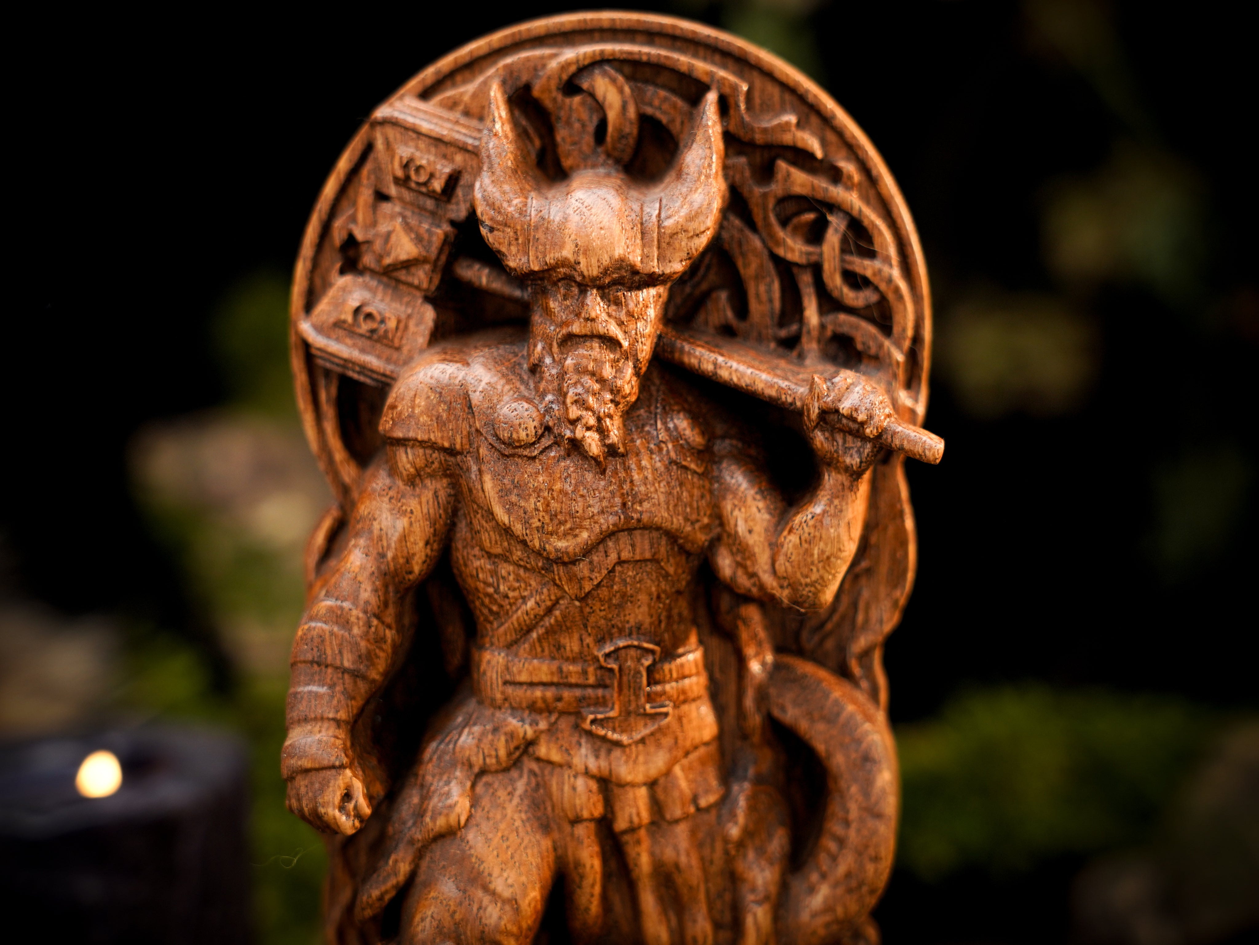 Wooden Thor statue, Thor carved figurine – Valhallaworld