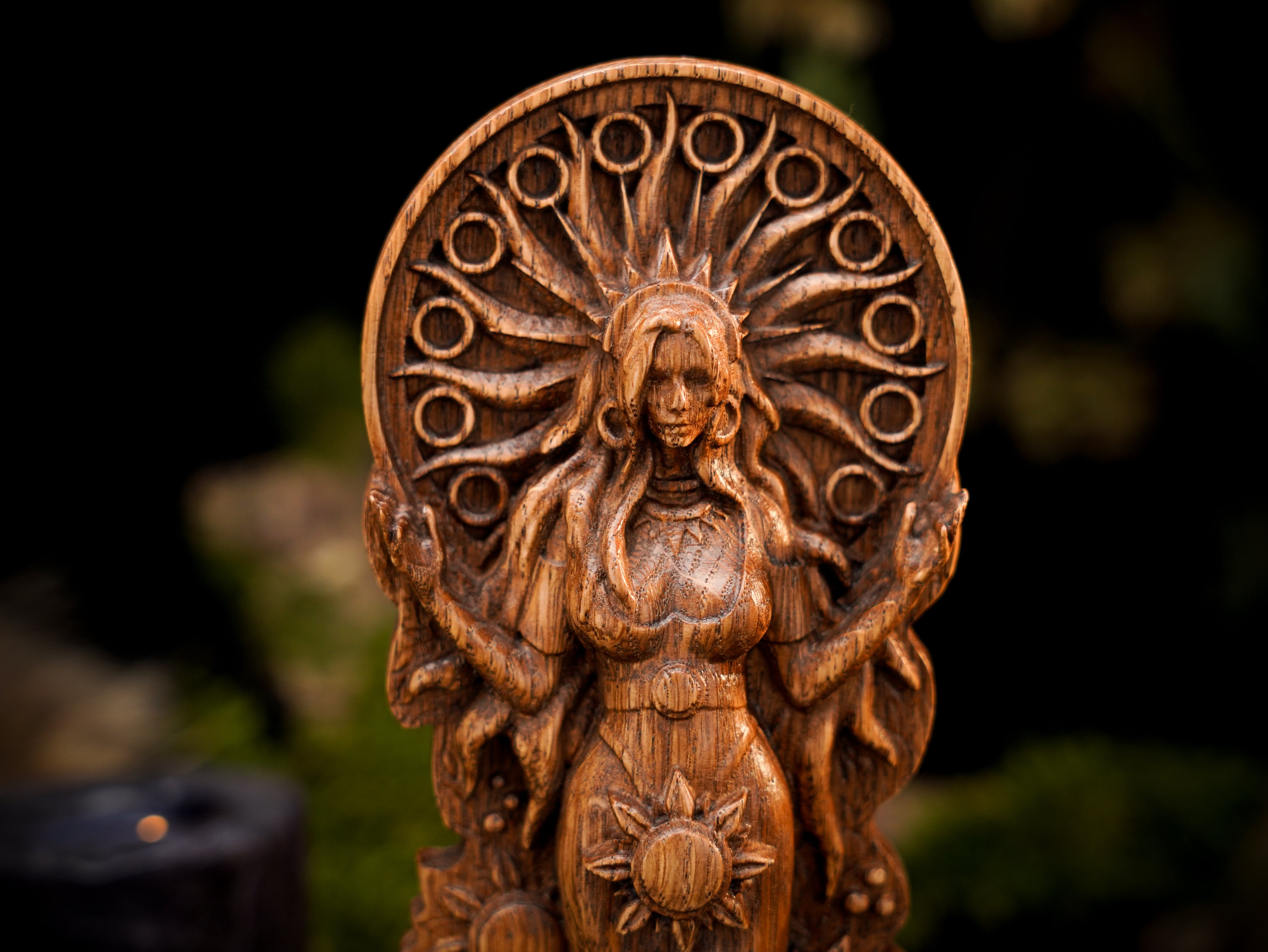 Sol goddess statue, Sunna wooden figurine – Valhallaworld