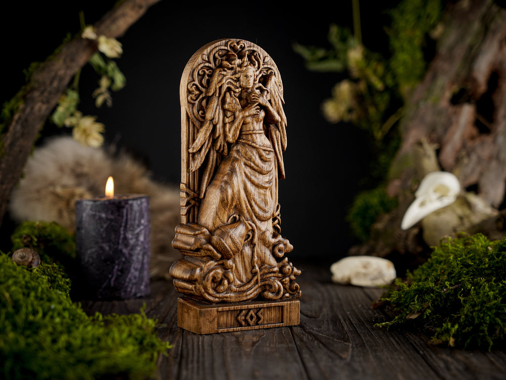 Eos goddess statue, Eos wooden figurine