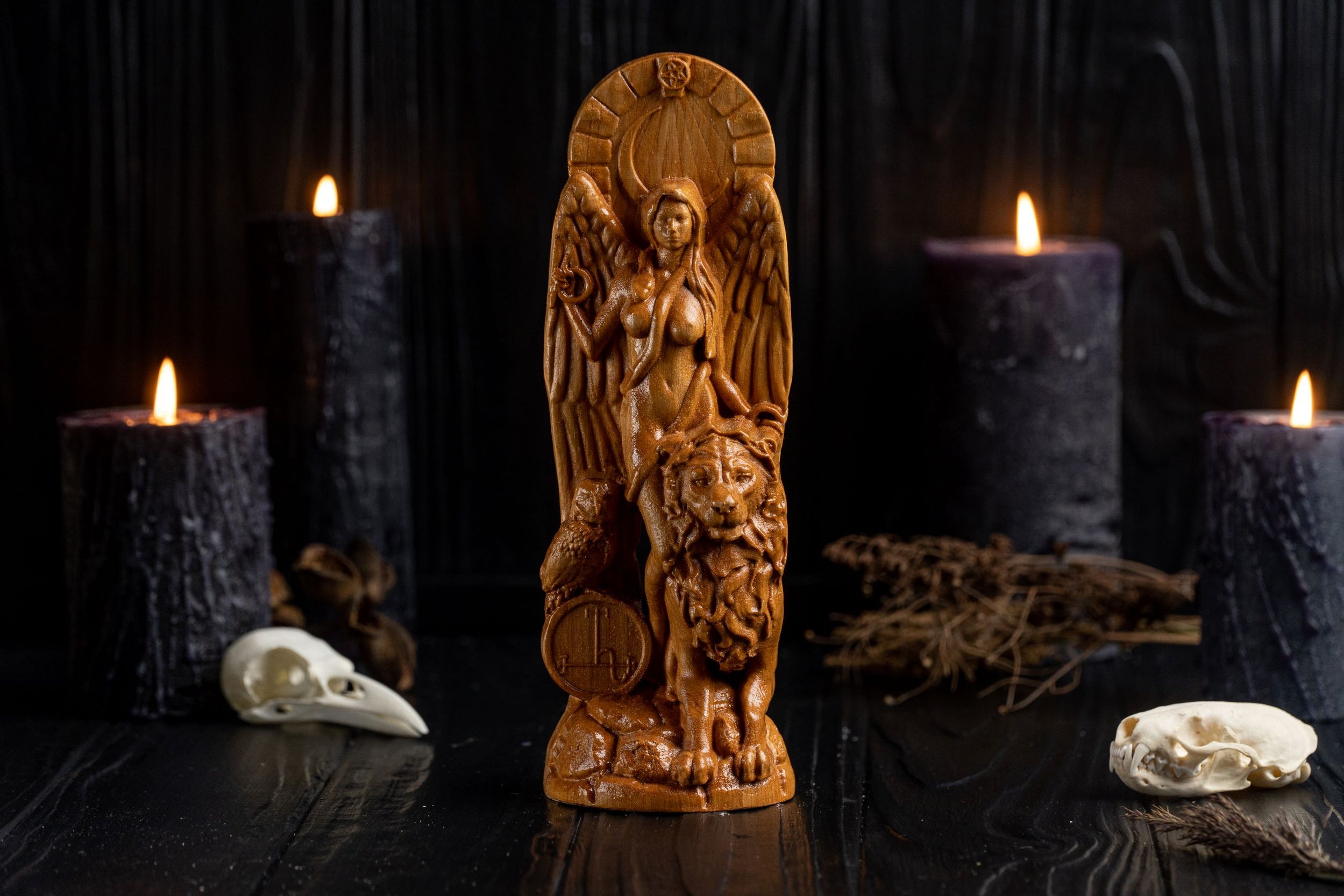 Carved Lilith Statue, Astaroth statue, Lilith pagan statue, Ishtar ...