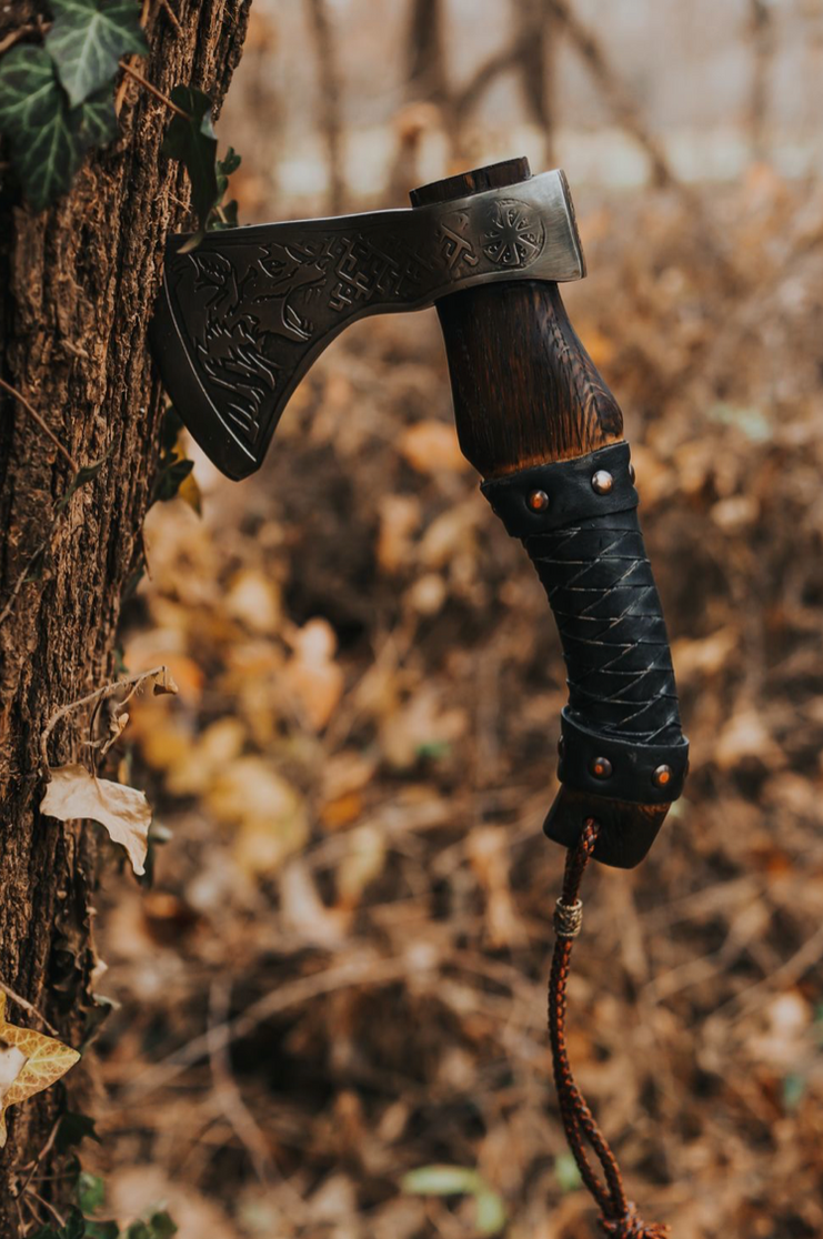 Fist engraved axe, fist bbq axe for sale – Valhallaworld