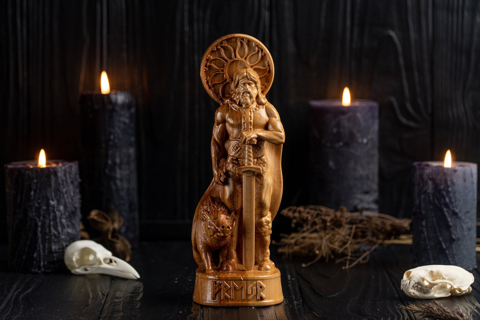 Freyr statue, viking god Freyr figurine, hand carved viking statues ...