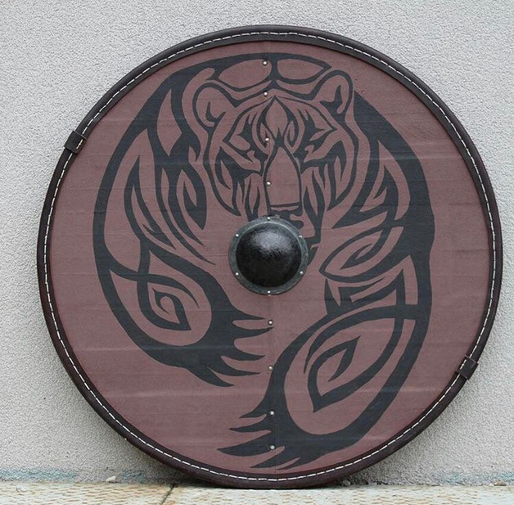 Tiger round shield, handmade shield, custom painted shield – Valhallaworld