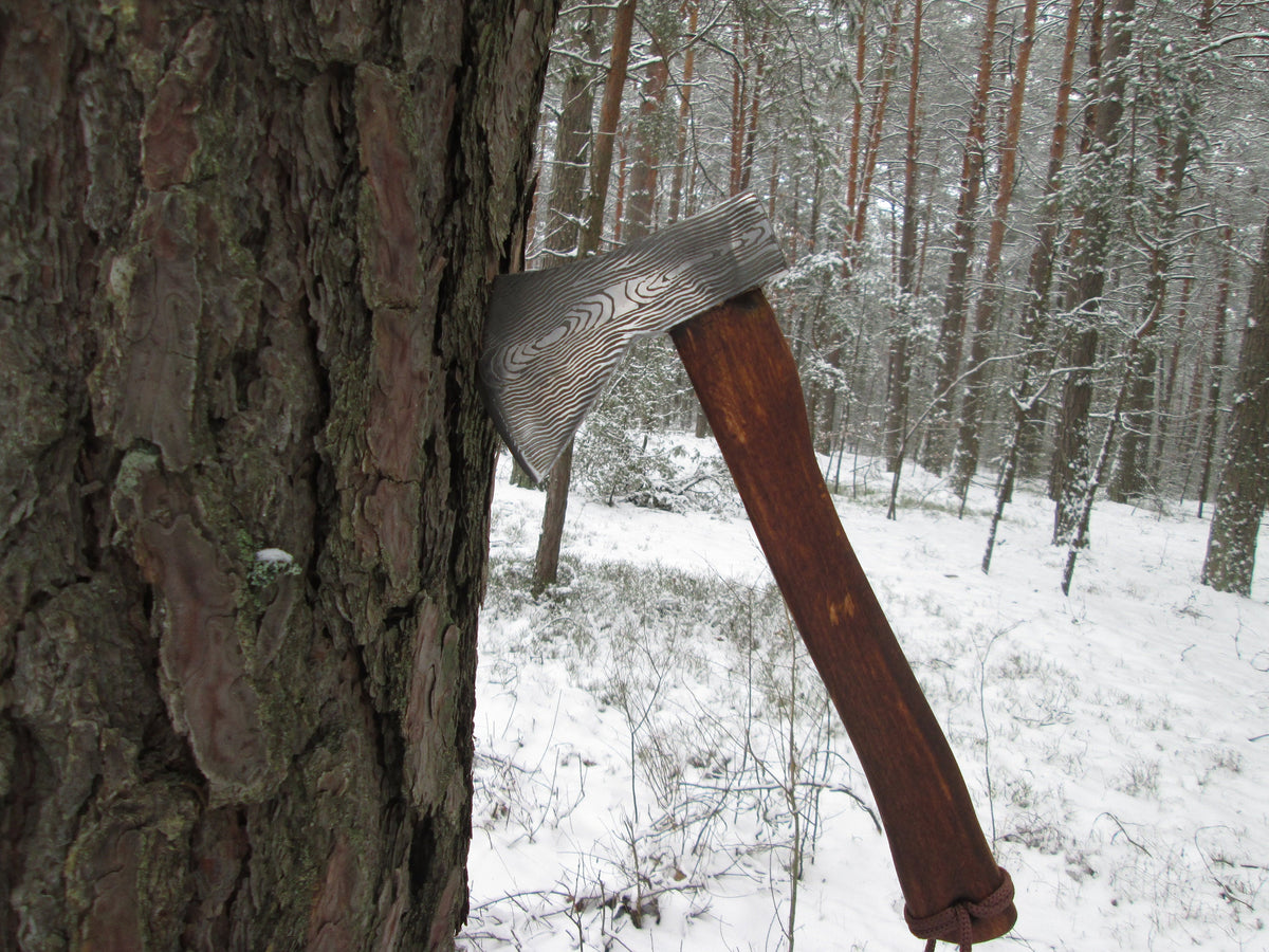 Damascus Viking Axe, Custom Damascus Axe – Valhallaworld